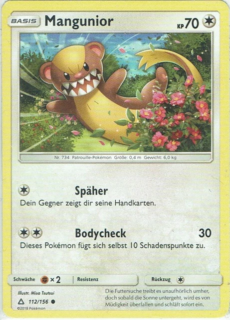 POKEMON CARTE ULTRA-PRISMA Numéro 112/156 Mangunior Allemand EUR 1,00 ...