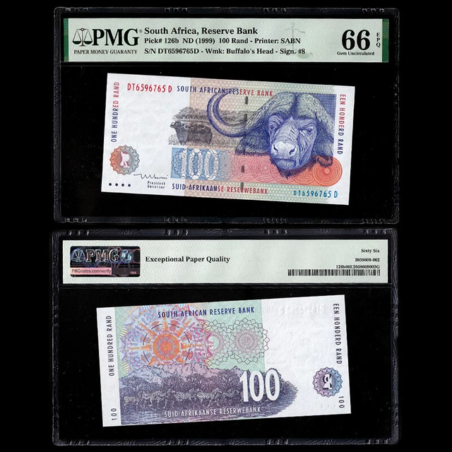 [PMG] SOUTH AFRICA 100 Rand, ND1999, P-126b, EPQ 66, UNC $288.89 - PicClick AU