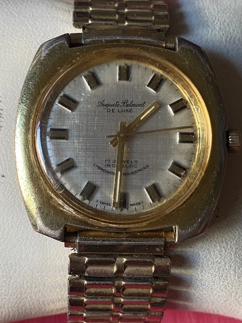 VINTAGE AUGUSTE BELMONT Watch Deluxe 17 Jewels Incabloc Swiss Run And Keep Time $195.00 ...