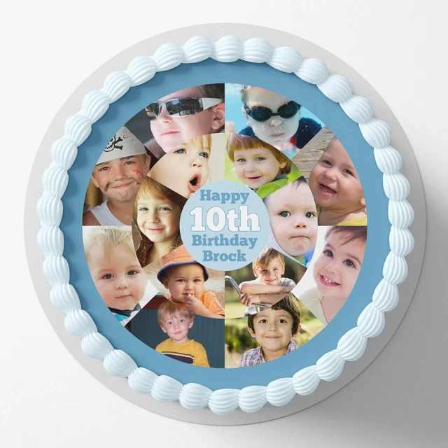 PHOTO COLLAGE PRE-CUT Round Edible Icing Cake Topper $21.00 - PicClick AU