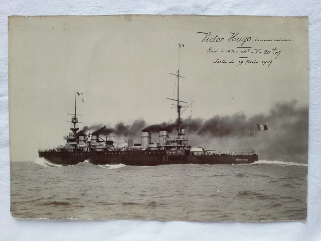 BELLE ANCIENNE PHOTO navire guerre WW1 croiseur cuirassé Victor Hugo ...