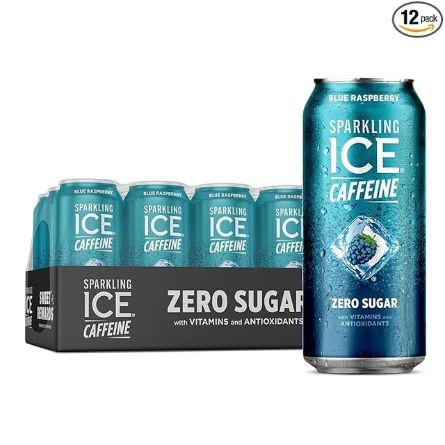SPARKLING ICE +CAFFEINE Blue Raspberry Sparkling Water with ...