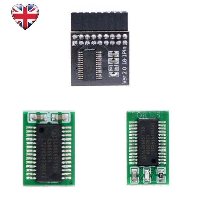 TPM 2.0 MODULE TPM 2.0 Encryption Security Module Remote Card (ASROCK LPC-18PIN) £21.34 ...