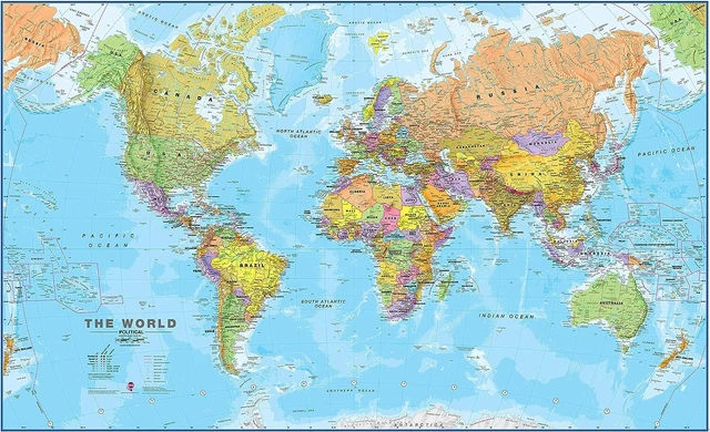 WORLD POLITICAL MAP by Maps International Ltd (Sheet map 2003) £30.79 ...