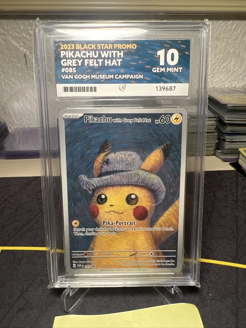 POKÉMON X VAN Gogh Museum Pikachu With Grey Felt Hat 085 Graded ACE GEM ...