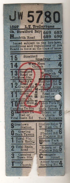 BUS/ TRAM TICKET LT Trolleybuses 2d Rtes 669 685 689 690, code 159F £3. ...