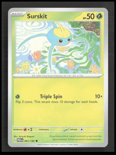 SURSKIT 001/182 COMMON SV04: Paradox Rift Pokemon tcg Card CB-1-2-C-45 ...