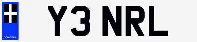 OLD 1 DIGIT Cornish Car Reg Number Plate Y3 Nrl / Rl The Big City Truro ...