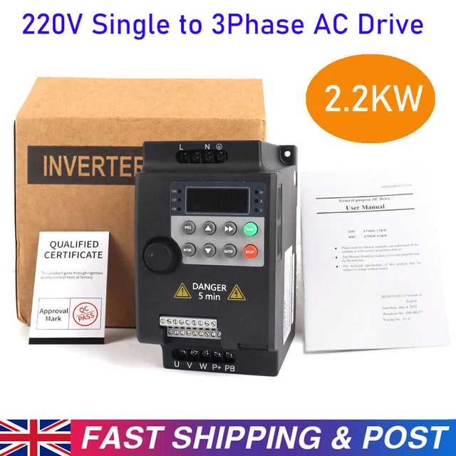 2.2KW 3HP 220V Variable Frequency Drive Inverter Converter VFD Single To 3 Phase £64.98 ...