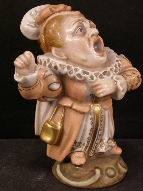 ANTIQUE GINORI DWARF Opera Singer Porcelain Figurine Capodimonte Statue ...