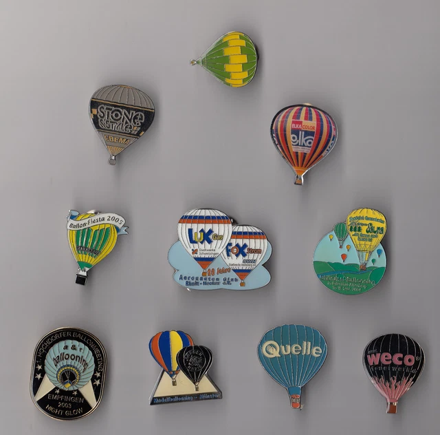 10 HOT AIR BALLOON pin badges Elka Ebema Quelle Weco Marktkauf £11.94 ...