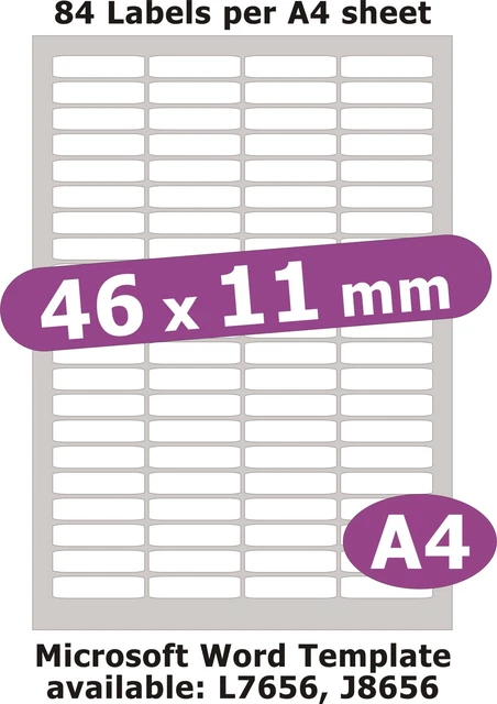46X11MM 420 LABELS Matt White Paper 5 A4 Sheets Laser Copier Inkjet ...