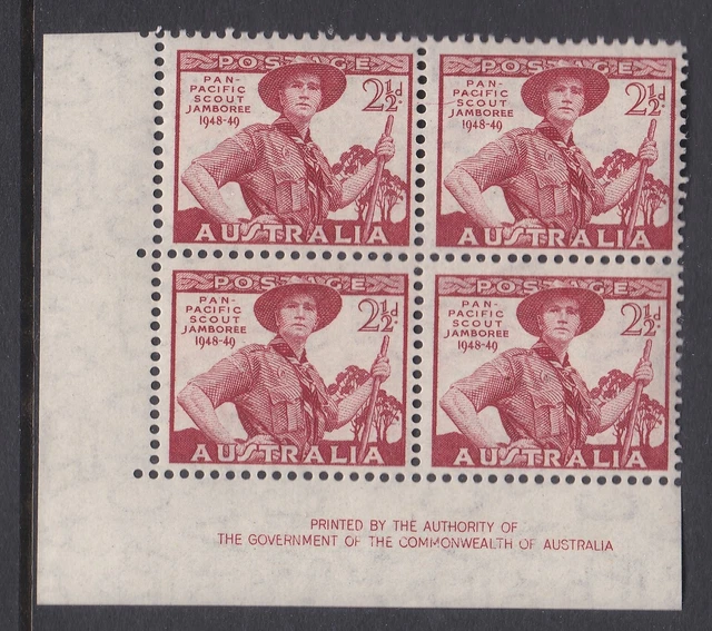 AUSTRALIAN IMPRINT CORNER Block 4 Pre-Decimal Stamps Fresh Muh #12 EUR ...