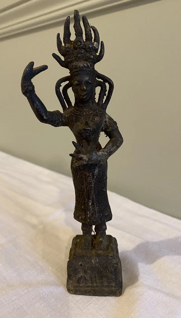 CAMBODIA - ANTIQUE Bronze Statue of an Apsara or Khmer Celestial Dancer ...
