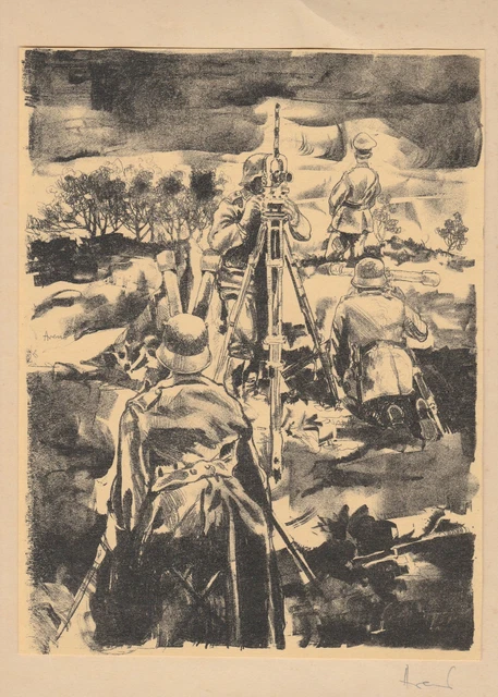 ARENS, JOSEF: &O.T. 2" WK 2 Wehrmacht Militaria Lithographie signiert ...