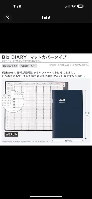 KOKUYO JIBUN TECHO Biz 2026 A5 Slim Black Weekly Planner £27.20 ...