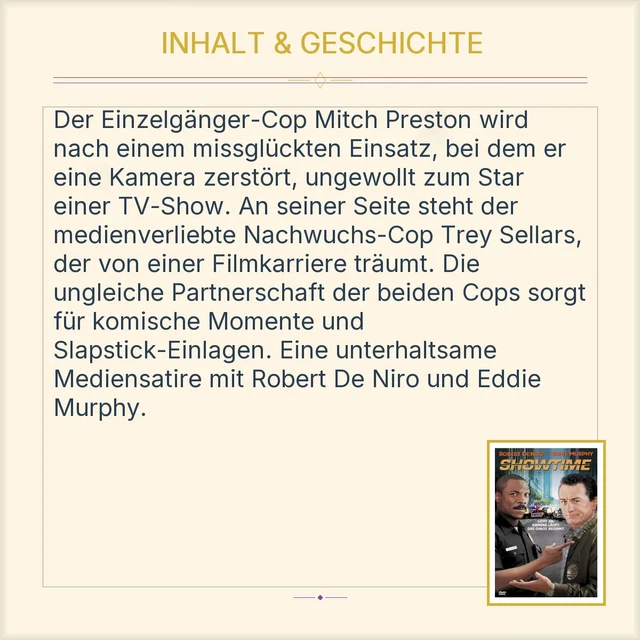 SHOWTIME DVD ROBERT De Niro Eddie Murphy Rene Russo Krimi-Komödie FSK ...