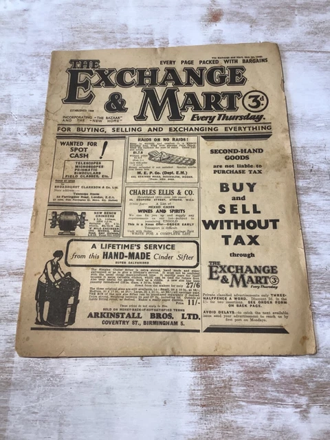 1940 EXCHANGE & Mart Magazine Newspaper Nov 21 Scarce Vintage Ephemera ...
