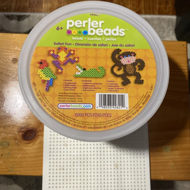 PERLER BEAD SET Safari Fun Bucket 6000 Pieces Monkey Bird Frog Gatr $12 ...