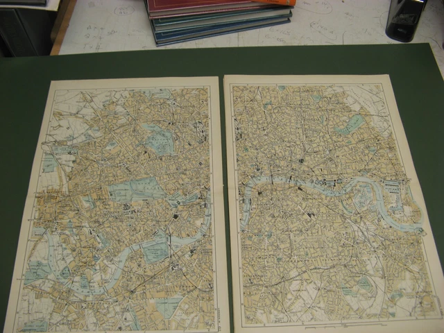 100% ORIGINAL LARGE Central London Maps X2 By Bacon C1896 Vgc £95.00 ...