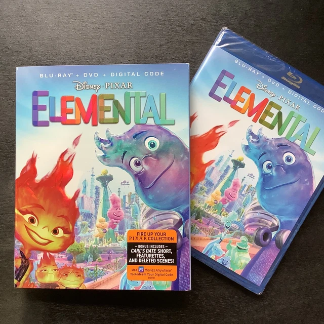 DISNEY PIXAR ELEMENTAL Blu-Ray + DVD + Digital Code W/Slipcover BRAND ...