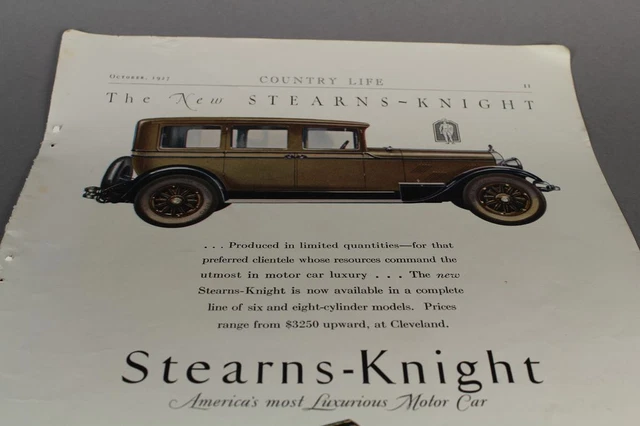 STEARNS KNIGHT LUXURY Motor Car + Steuben Glass - Orig. Advertisement ...
