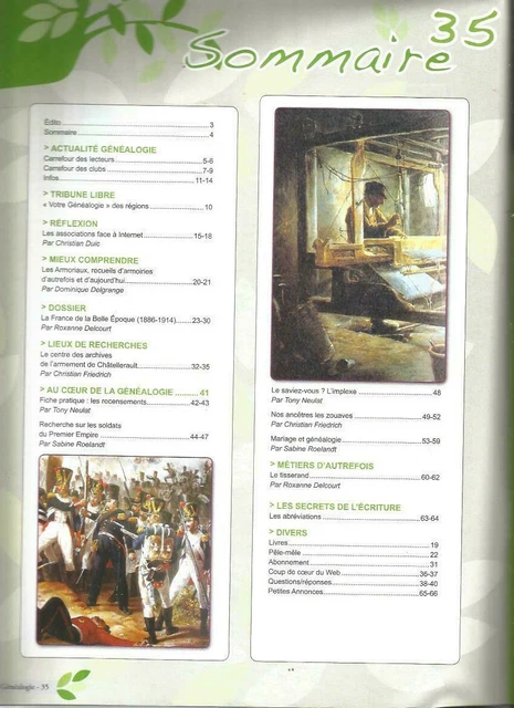 VOTRE GENEALOGIE N°35 Mariage & Genealogie / Grognards / Zouaves ...