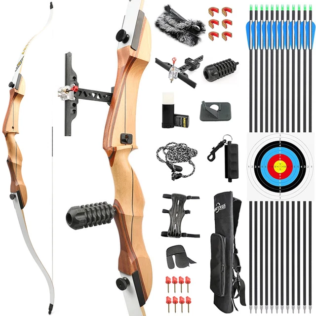 TAKEDOWN WOODEN RECURVE Bow 66 68 70 Inch Target 14-40lbs Archery Set ...