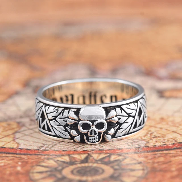 SKULL DEATH'S HEAD WW2 Skeleton Antique Evil Demon German Silver Ring ...