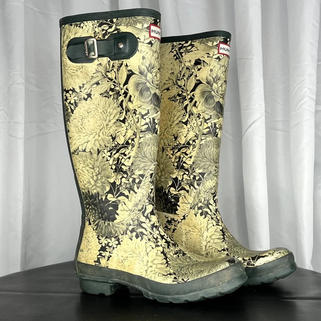 WOMEN'S HUNTER GREEN/CREAM RARE Royal Horticultural Society Rain Boots ...