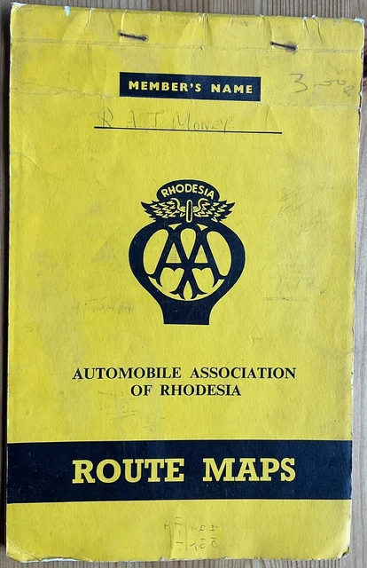 VINTAGE ORIGINAL AA Route Map Of * RHODESIA *Automobile Association. £6 ...
