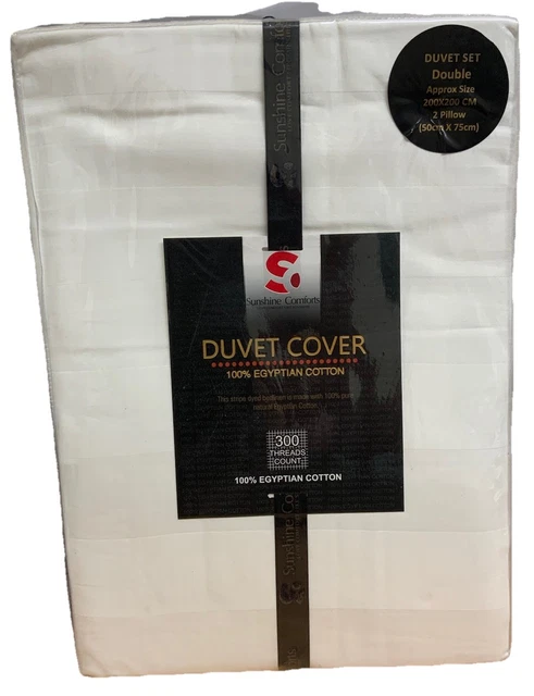 DOUBLE SIZE 300 Thread Count Cream Egyptian Cotton Duvet Set Hotel ...