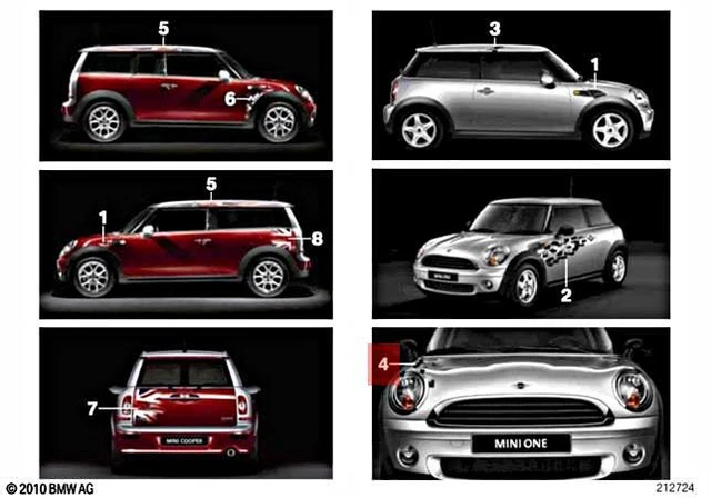 GENUINE MINI COOPER One R55 R56 R57 Adhesive film hood Right FUNKY ...