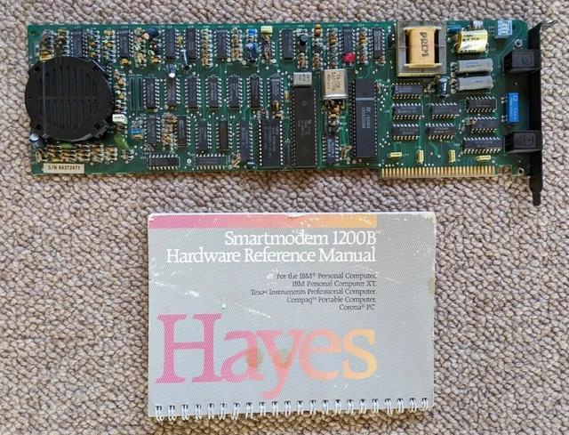 VINTAGE HAYES SMARTMODEM 1200B Internal 1200 Baud Modem with manual $14 ...