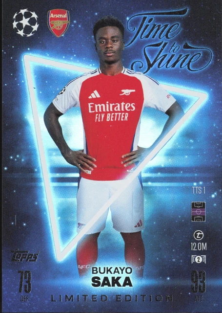 TOPPS MATCH ATTAX 2024-2025 24/25 Bukayo Saka Arsenal Time To Shine £2. ...