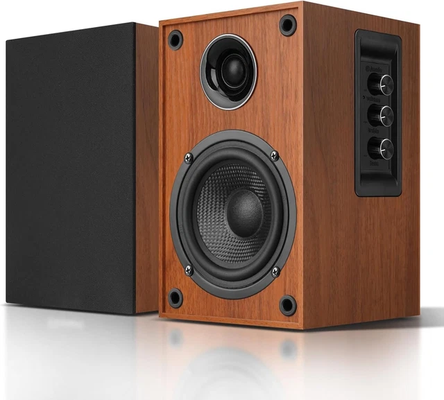 BLUETOOTH BOOKSHELF SPEAKERS 60W Record Player Speakers w/ 4 Inch ...