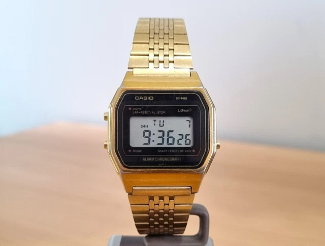 CASIO GP BLACK face multifunction LCD watch, signed GP strap. EUR 3,06 ...