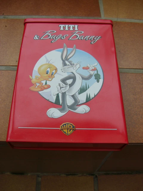 2 Dvd Bugs Bunny Titi Grosminet And Coffret Tirelire Métal Rouge Looney
