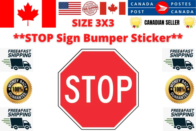 3X3 STOP SIGN Sticker Vinyl Vehicle Road Sign Stickers Traffic Symbol ...