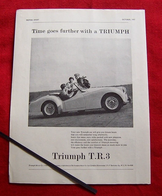 TRIUMPH TR3 TIME Goes Further 1957 Original Vintage Advert £6.99 ...