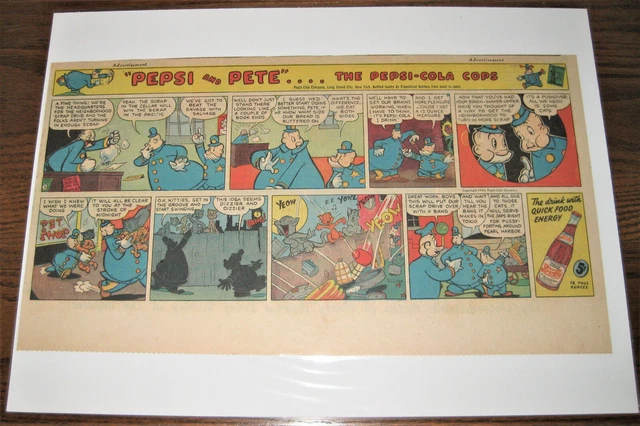 PEPSI AND PETE The Pepsi-Cola Cops Comic Strip Newspaper Ad 1943 D EUR ...