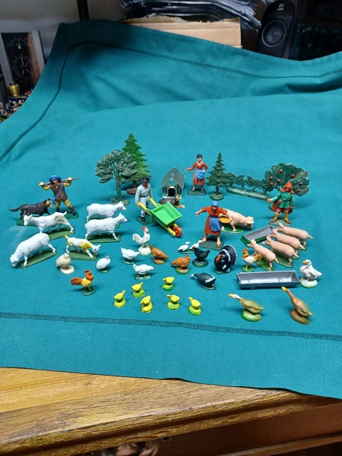 LOT 48 FIGURINES de la Ferme berger & moutons& cochons Starlux années ...