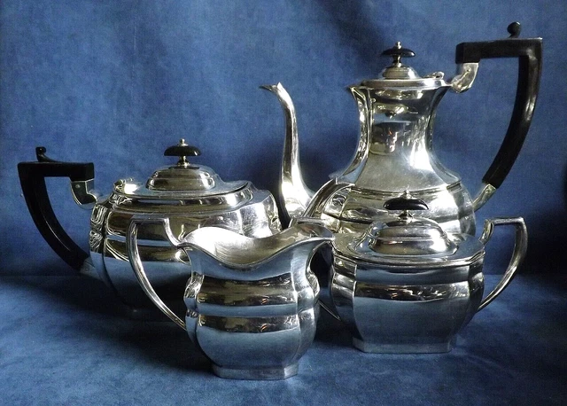SUPERB ~ SILVER Plate ~ GEORGIAN Style ~ 4 Piece TEA SET ~ c1925 £12.95 ...