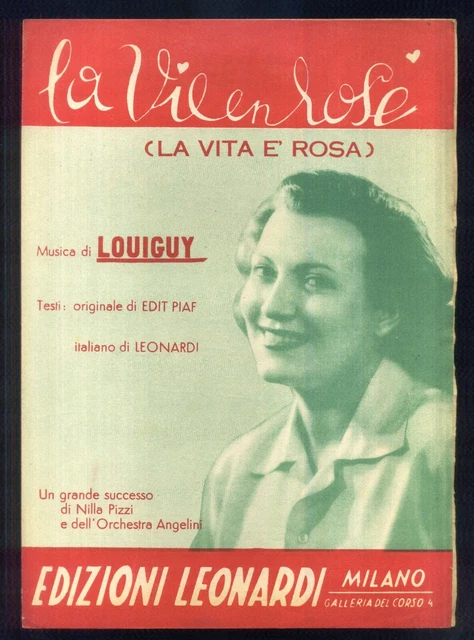 SPARTITO MUSICALE: "La Vie En Rose" Nilla Pizzi - Edit Piaf/Louiguy ...
