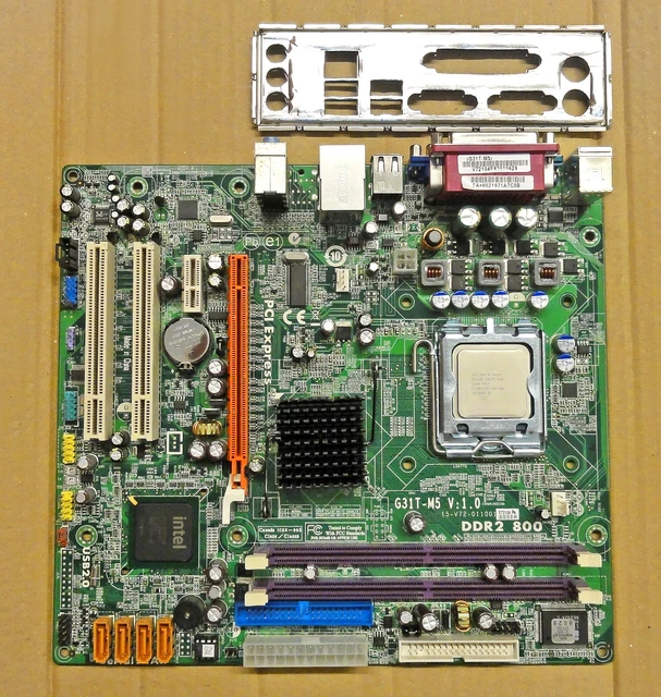 ECS G31T-M5 V1 Motherboard microATX DDR2 LGA775 + Q6600 CPU, 2GB RAM, IO Shield EUR 18,94 ...