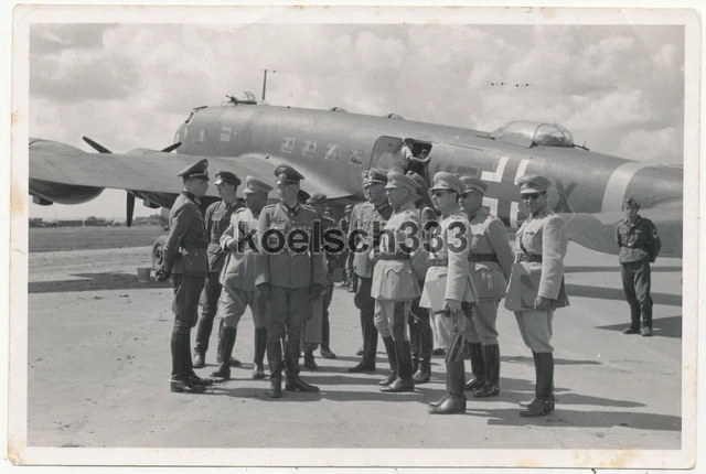 FOTO WEHRMACHT GENERAL Hans Speidel Verbündete Offiziere He 111 ...