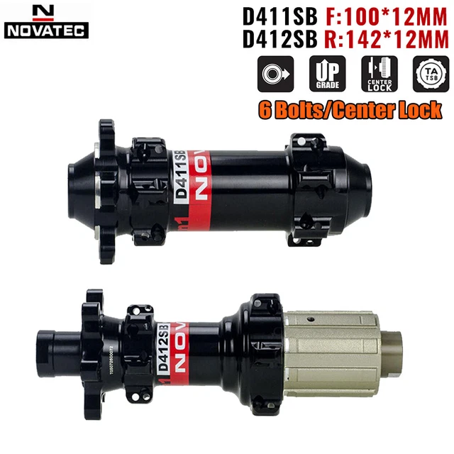 NOVATEC D411/412 CENTER Lock/6 Bolt Disc Brake Naben Hub Road Bike 24H ...