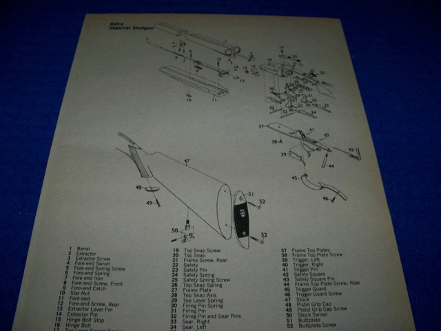 ASTRA IMPERIAL SHOTGUN/ASTRA Model A80 Pistol..legend/Exploded View ...