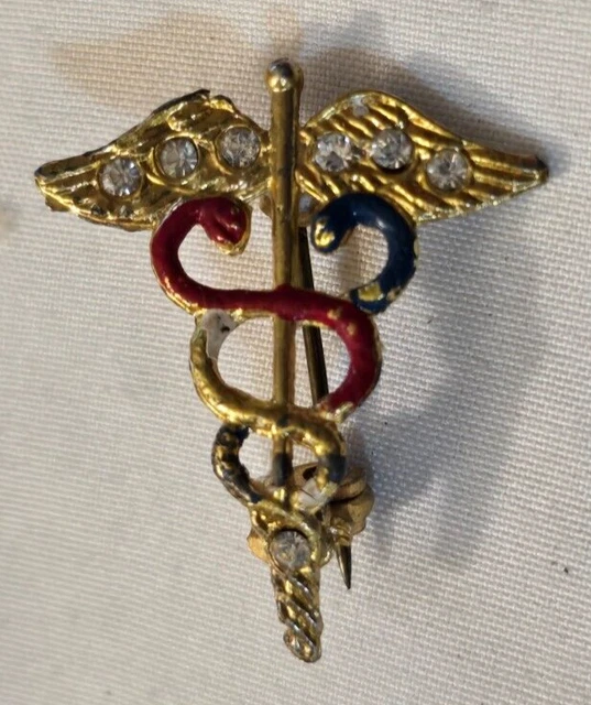 VINTAGE US ARMY Medical Corps Doctor Officer Enamel Insignia Pin With ...