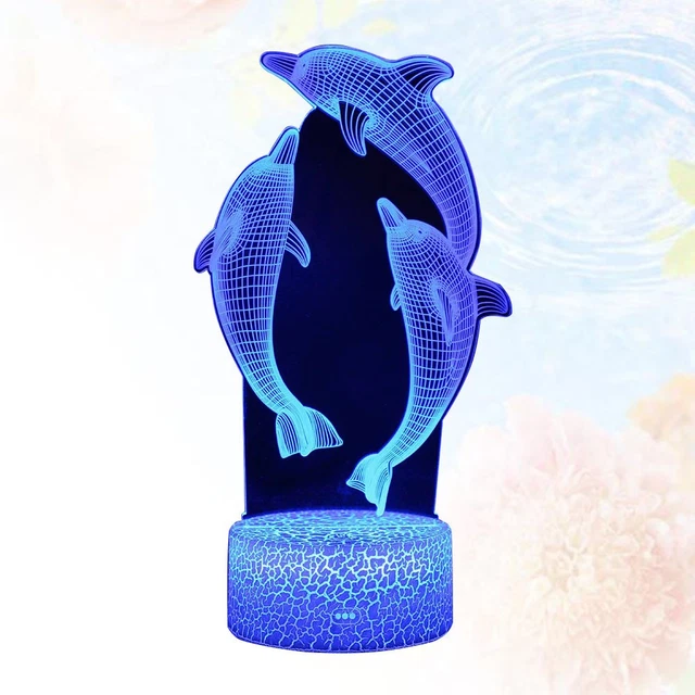 3D COLORFUL DOLPHIN Night Light Touch Night Lamp LED Bedside Lamp ...